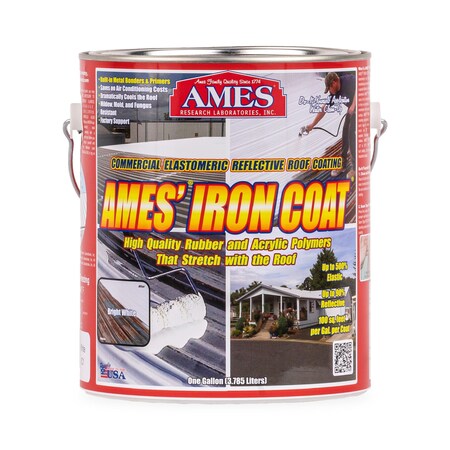 Ames Research Laboratories Iron Coat Elastomeric Roof Coating 1 Gallon, White IC1 | Zoro